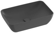 Ravak UNI - Umyvadlo na desku 50x31 cm, bez přepadu, bez otvoru pro baterii, antracit XJX03150001