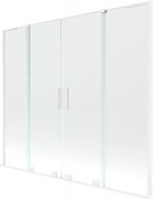 Mexen Velar L Duo, 2-křídlová posuvná vanová zástěna 170 x 150 cm, 8mm čiré sklo, bílá matná, 896-170-003-02-20