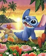 Diamantové malování - motivy z oblíbené kreslené pohádky "Lilo a Stitch"- kulaté diamanty II Rozměry: 20x25 cm, Varianta: G
