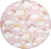 Růžový pratelný dětský koberec ø150 cm Rainbow World – Mila Home