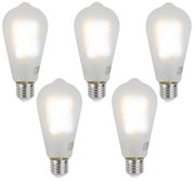 Sada 5 ks Chytré stmívatelné LED žárovky E27 ST64 matné 7W 806 lm 2700-6500K