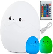 Silikonová LED dětská noční lampička EGG 12,5 cm bílá