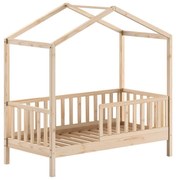 Domečková dětská postel z borovicového dřeva s roštem v přírodní barvě 70x140 cm DALLAS – Vipack