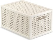Krémový úložný box s víkem z recyklovaného plastu 19x30x15 cm Kaya – Curver