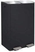 Matně černý ocelový odpadkový koš 2x30 l na tříděný odpad/nášlapný Aliya – Spirella