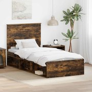 Rám postele Kouřový dub 100 x 200 cm Masivní borové dřevo 3409394