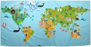 Sablio Ručník Zvířecí mapa světa - 30x50 cm