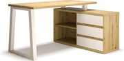 ADRK Rohový PC stůl IWO II G-ART, kašmír/dub artisan