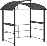 Grilovací altán Outsunny s plamenuvzdornou střechou, BBQ altán se 2 police, grilová terasa s UV ochranou, pergola do zahrady, na balkon, ocel PC tmavě