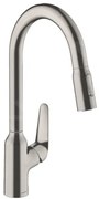 Hansgrohe Focus M42, dřezová baterie M429-H220 s výsuvnou sprškou, vzhled nerezavějící oceli, HAN-71800800