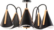 Toolight - Skandidávská závěsná lampa 5-ramenná 5xE27 60W APP442-CP, černá-hnědá, OSW-03696