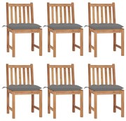 Zahradní židle 6 ks s poduškami masivní teak 3073131