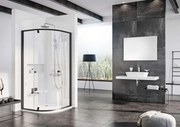 Ravak Pivot - Sprchový kout čtvrtkruhový PSKK3-90, 87-90 cm, černá/sklo 37677300Z1