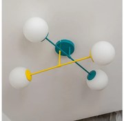 Přisazený lustr MOON 4xE27/15W/230V tyrkysová/žlutá