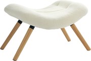 HOMCOM Konferenční stolík, Otoman s Berberským fleecem, Čalouněný stolička do 120 kg, pro obývací pokoj, ložnici, 67 x 45 x 38 cm, Krémově bílá | Aoso