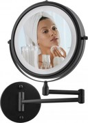 Erga Eda, LED osvětlené kosmetické zrcadlo na make-up ø20 cm, černá matná, ERG-YKA-CH.EDA-BLK