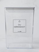 ČAJ HEŘMÁNKOVÝ – průhledná samolepka na dózu, základní písmo, 5 × 5 cm | DomaLEP