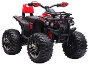 HOMCOM elektrická čtyřkolka 12V dětská čtyřkolka se světlomety a USB připojením, hudební přehrávač MP3, pro 3-5 let, 3-8 km/h, kovová, červená | Aoso…
