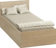 Postel s kovovým roštem a úložným prostorem, 90x200, dub sonoma, DOLI