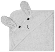 Šedá bavlněná dětská osuška s kapucí 76x76 cm Rabbit – Kindsgut