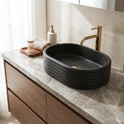 Rea Nicoletta, umyvadlo na desku 500x360x140 mm, imitace kamene-černá, REA-U7345