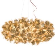 Slamp Clizia Mama Non Mama 130 gold, designové svítidlo s červeným kabelem, 15x12W E27, prům. 130cm