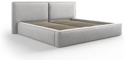 Světle šedá čalouněná dvoulůžková postel s úložným prostorem a roštem 200x200 cm Arendal – Cosmopolitan Design