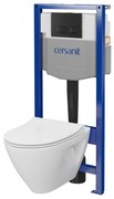 Cersanit Mille, System50 MECH podomítkový rám + závěsná wc mísa Mille Plus CleanOn + černé tlačítko MOVI II, S701-756