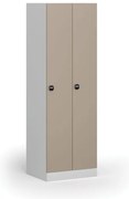 Kovová šatní skříňka S1, 2 oddíly, 1850 x 600 x 500 mm, RFID zámek, béžové dveře