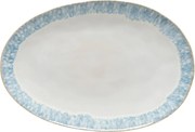 Bílo-modrý kameninový servírovací podnos Costa Nova Brisa, délka 41 cm