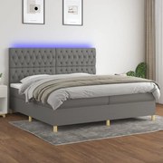 Box spring postel s matrací a LED tmavě šedá 200x200 cm textil