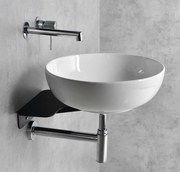 Sapho Tetris - Set umyvadla a konzole, průměr 41 cm, bez přepadu, ClickClack, bílá/matná černá TZ429-01