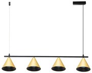 Závěsné svítidlo Cone, 4x zlaté/černé kovové stínítko, b