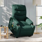 Zvedací polohovací křeslo tmavě zelené textil