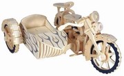 Woodcraft construction kit Woodcraft Dřevěné 3D puzzle Motorka trojkolka Sajdkára