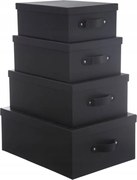 Sada úložných krabiček, 4 ks, černé