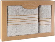 BAVLNĚNÉ RUČNÍKY TIWANO SADA 1 KS 50X90 CM, 1 KS 70X140 CM SVĚTLEŠEDÁ