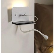 ONLI - LED Flexibilní lampička s policí a USB nabíjením PLAK LED/5W/230V bílá