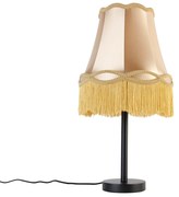 Klasická stolní lampa černá s abajurem v barvě zlata 30 cm - Simplo