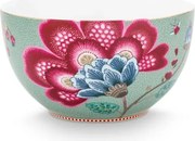 Pip Studio Blooming Tales miska Ø18 cm, modrá (Mísa z tenkostěnného porcelánu na salát nebo špagety)