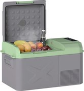 Outsunny Přenosný Elektrický Chladicí Box 17,4L Auto Lednička 12V-220V Mini Chladnička s Kompresorem LED Světlem Digitálním Displejem ECO a MAX Režimy