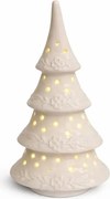 LED dekorace keramický stromeček 11,4 × 8,5 × 23 cm, teple bílá, 2× LR44