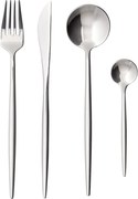 STILETTO Příbory lesklé set 4 ks - stříbrná