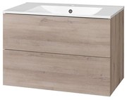 Mereo Aira - Skříňka s umyvadlem 81x55x47 cm, 2 zásuvky, dub CN721