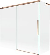 Mexen Rox, L posuvná 2-křídlová vanová zástěna 170 + 70 x 150 cm, 8mm čiré sklo, růžové zlato profil, 8C9L-170-070-60-00