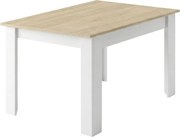 Bílý jídelní stůl s deskou v dekoru dub sonoma MADO 120x80