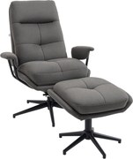 HOMCOM Relaxační Křeslo s Podnožkou, TV Křeslo se Sukem, TV Křeslo s Funkcí Polohování do Obývacího Pokoje, Ložnice, Nosnost do 150 kg, Polyester, Oce