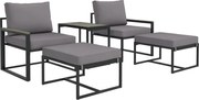 Sada zahradního nábytku Outsunny pro 2 osoby z oceli - weatherproof balkonová sada s 2 křesly, poduškami, konferenčním stolkem a taburetem | Aosom