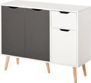 HOMCOM Moderní komoda do obývacího pokoje se 3 dvířky a zásuvkou 90x30x72 cm Bílá a šedá | Aosom