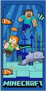 Modrá dětská osuška z mikrovlákna 70x140 cm Minecraft "Underwater Fun" – Jerry Fabrics
